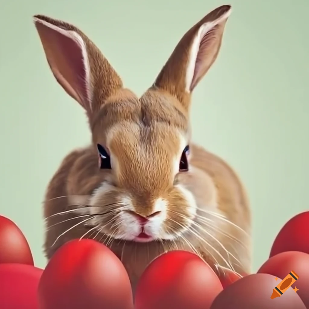 Easter rabbits with red eggs on Craiyon
