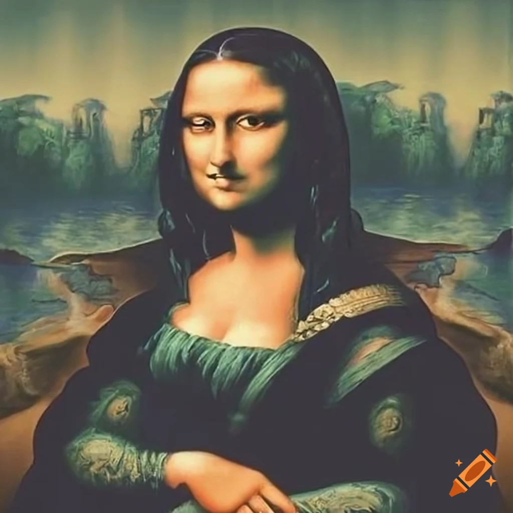 Artwork in the style of monet featuring mona lisa on Craiyon