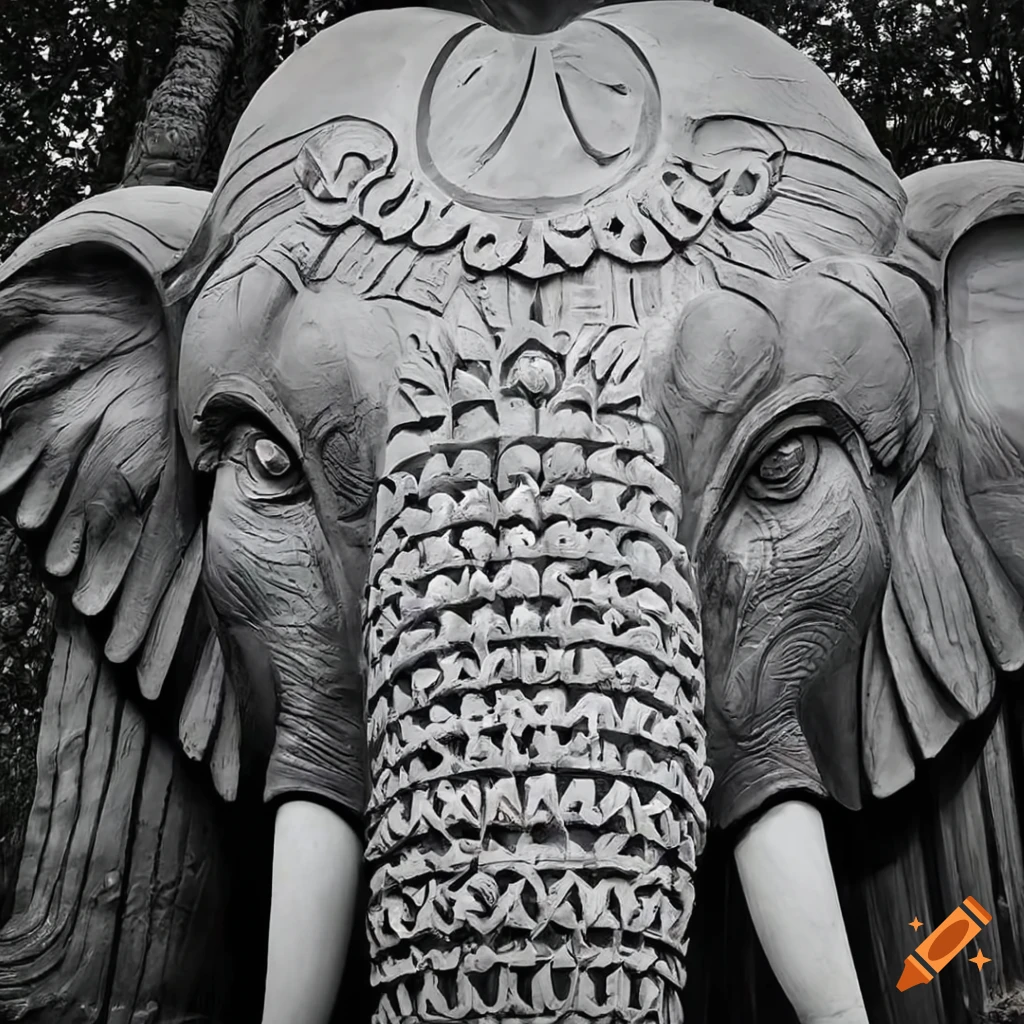 Chipmunk carving an elephant sculpture from a tree trunk on Craiyon