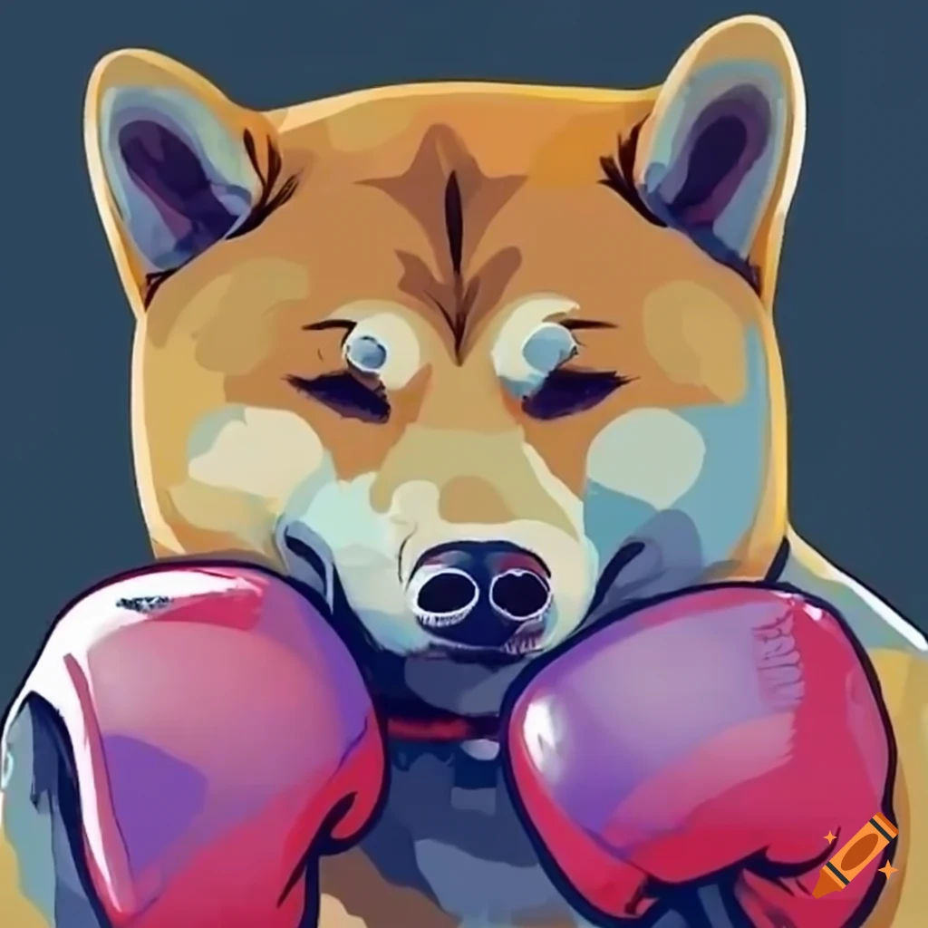 Akita inu drawing wearing boxing gloves on Craiyon