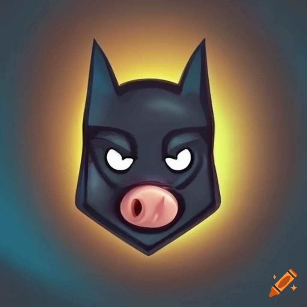 Pig in the style of the batman logo on Craiyon