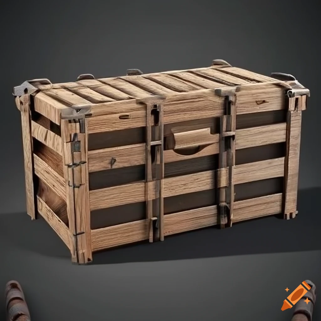 Realistic 3d wooden weapon crate on Craiyon