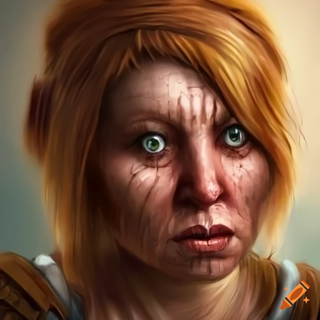 Realistic portrait of a deranged dwarven female on Craiyon