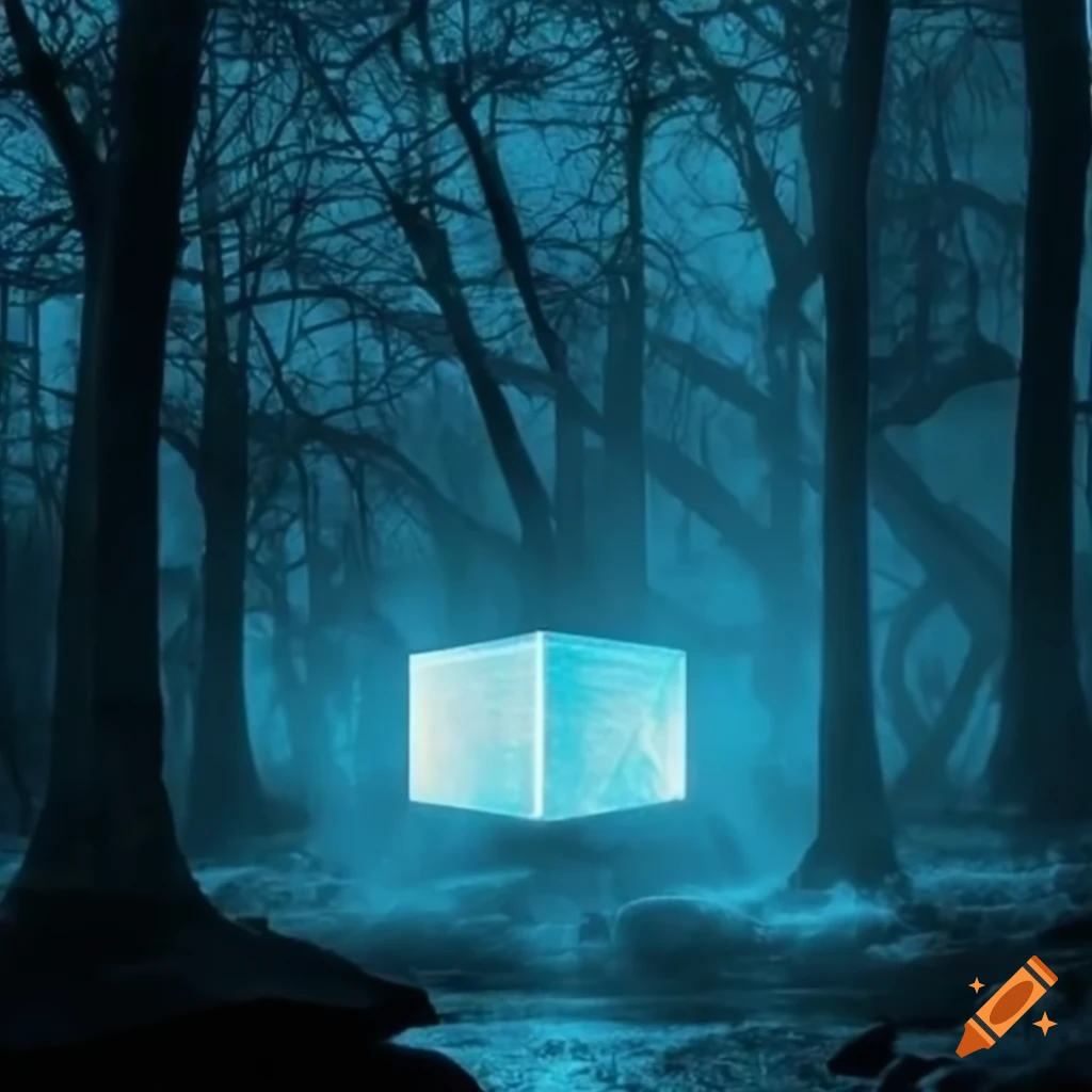 Affiche de film de science-fiction des années 70 avec cube lumineux ...