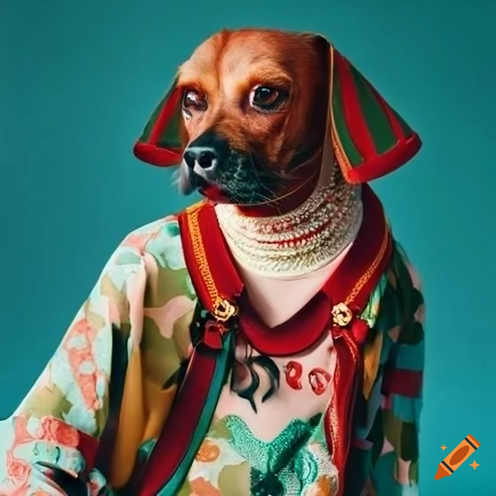 Fashion dogs with a gucci theme on Craiyon