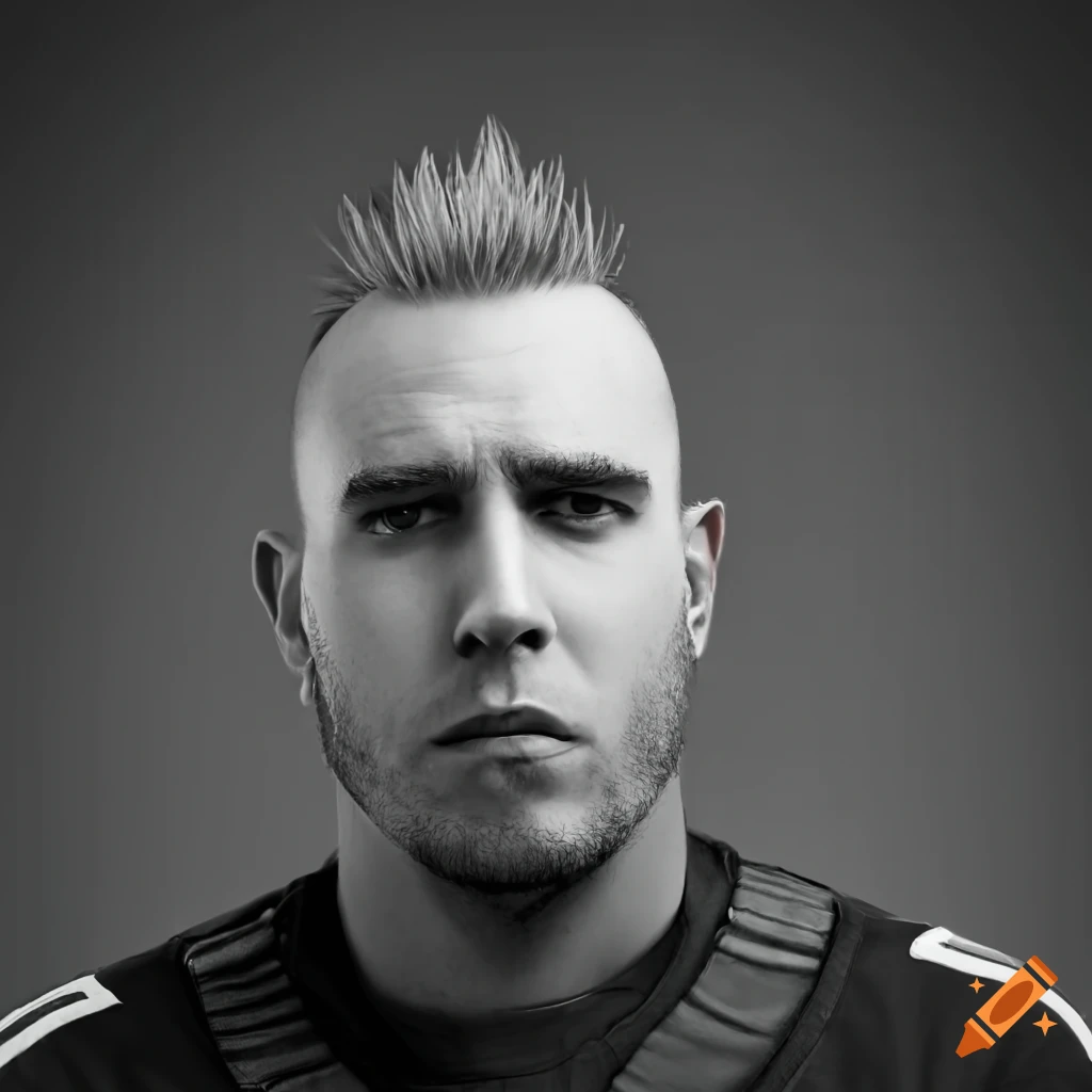 Desolate baseball player with spiked hair and sideburns on Craiyon