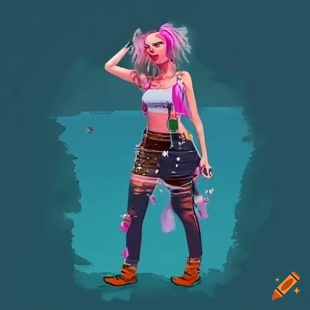 Lo-fi punk female character with diy style and rebellious vibe on Craiyon