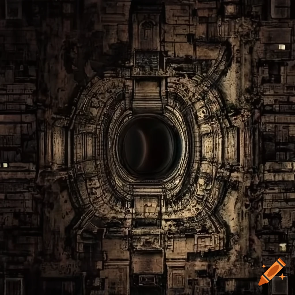 Futuristic post-apocalyptic scene under a sunny sky with foreign ...