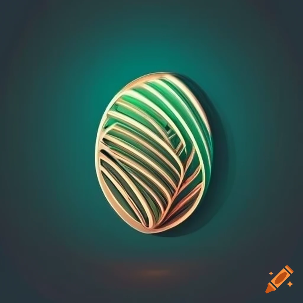 3d oval logo with geometric leaf pattern on Craiyon