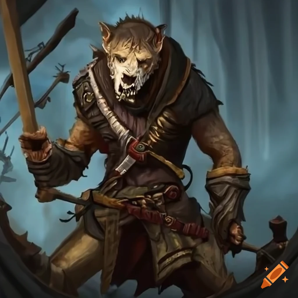 Male gnoll pirate from pathfinder on a pirate ship on Craiyon