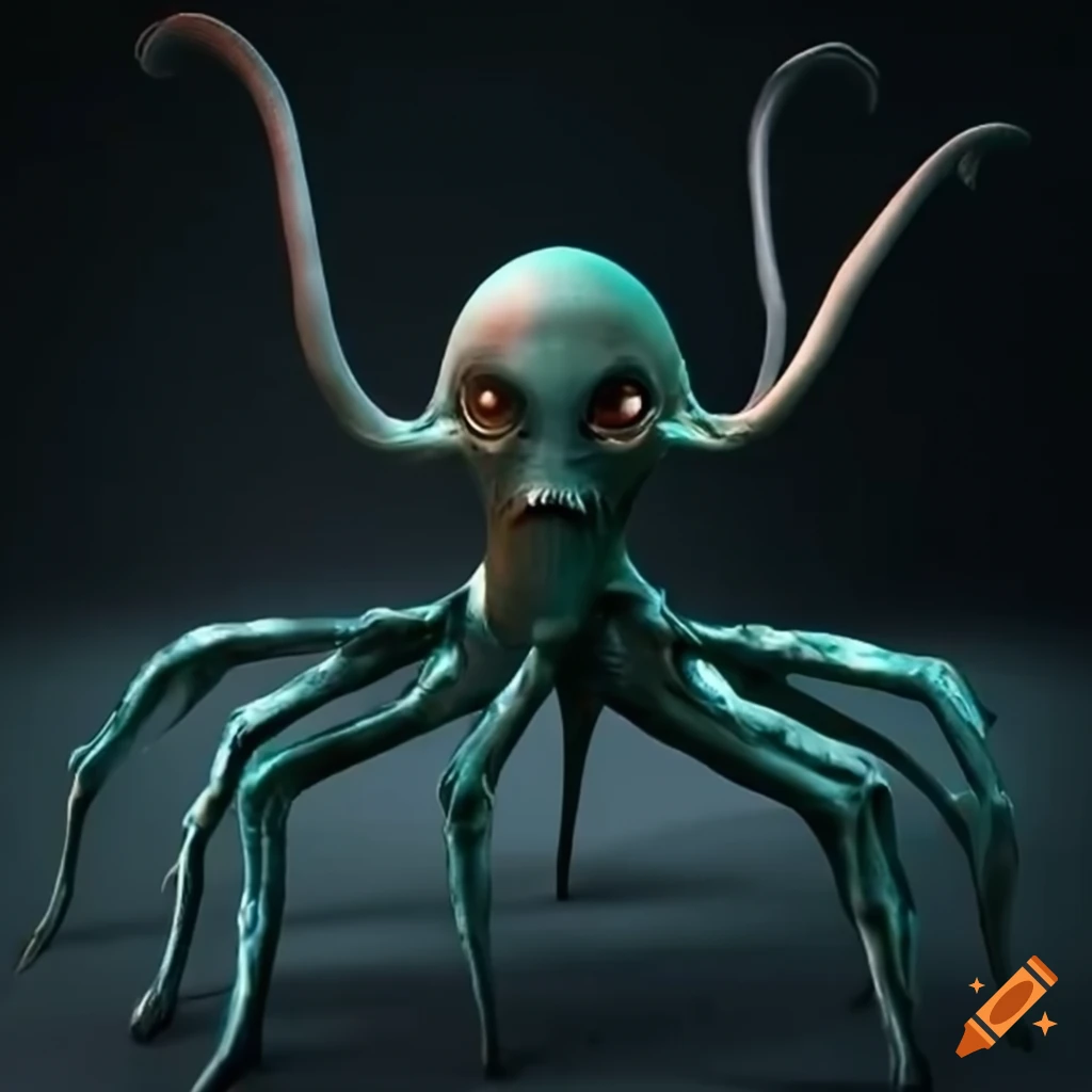 Hexapod intelligent alien walking on four legs in a realistic depiction ...