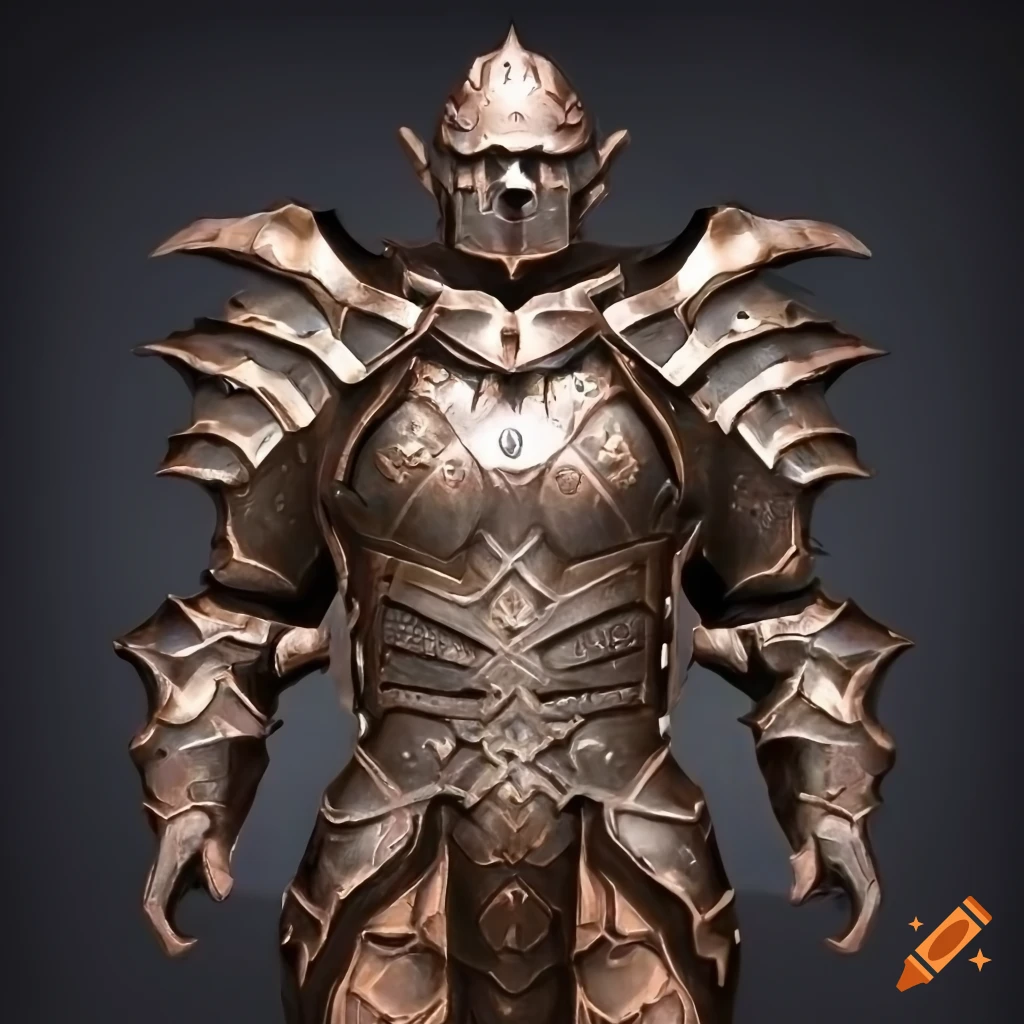 Mythic shiny steel fantasy master torso armor, front view on Craiyon