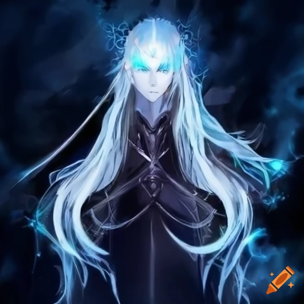 Anime legendary elven lord king with butterfly wings and icy meteor ...