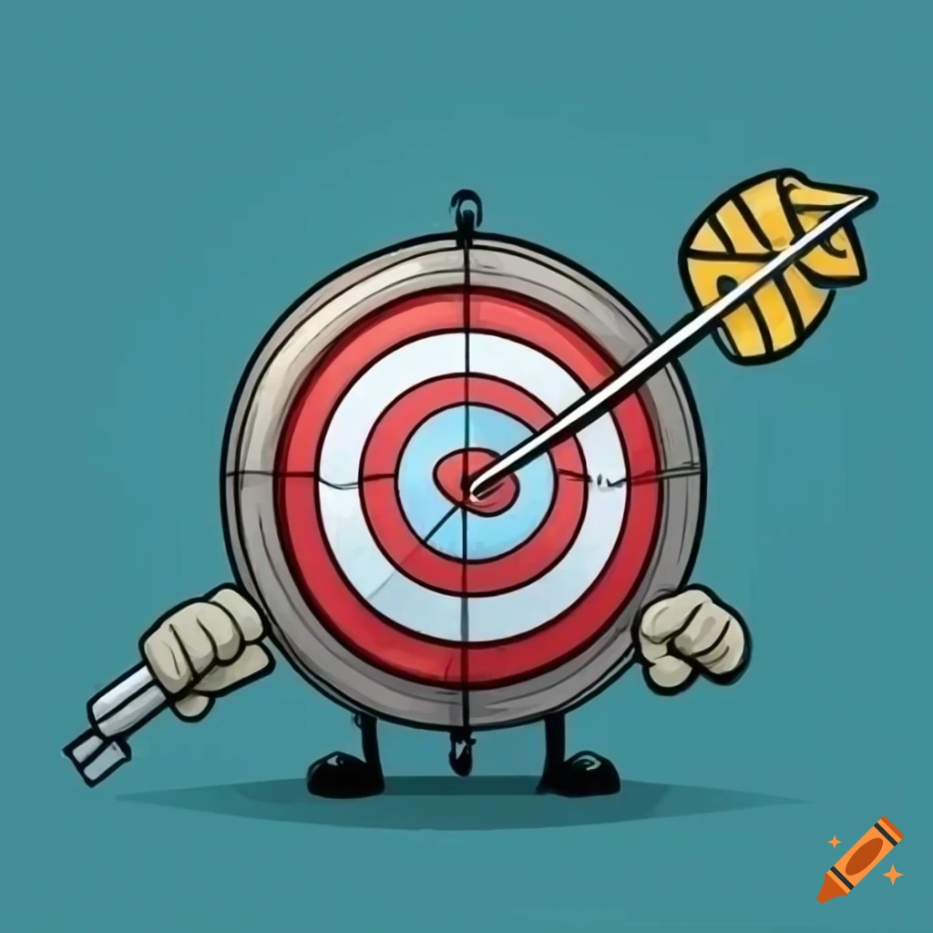 Colorful cartoon target with bull's eye on Craiyon