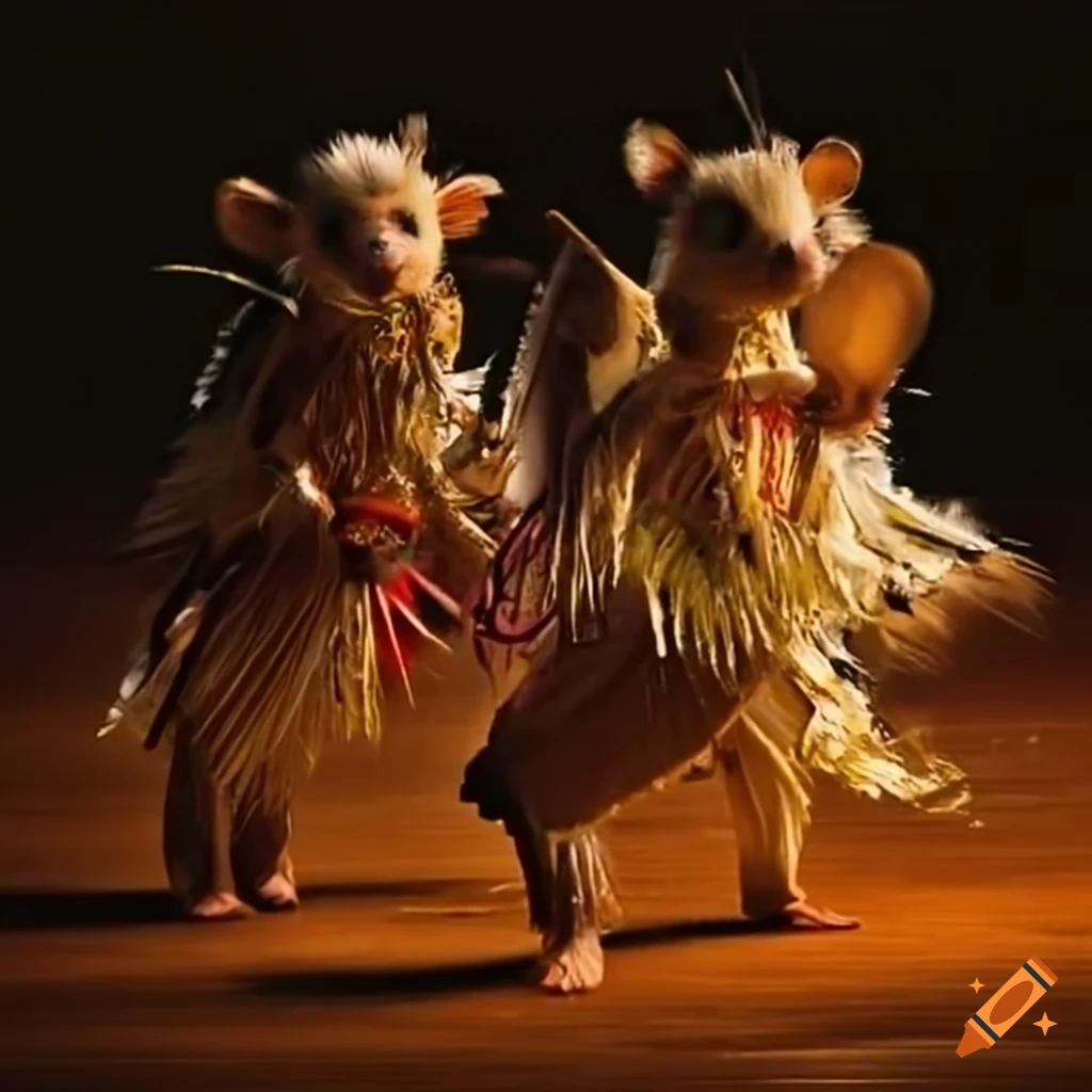 Mice dancing in a circle in a rain dance celebration on Craiyon