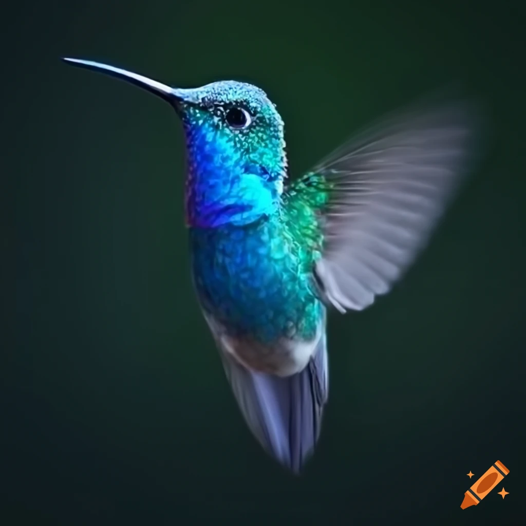 Transparent ghostly cyan hummingbird on Craiyon