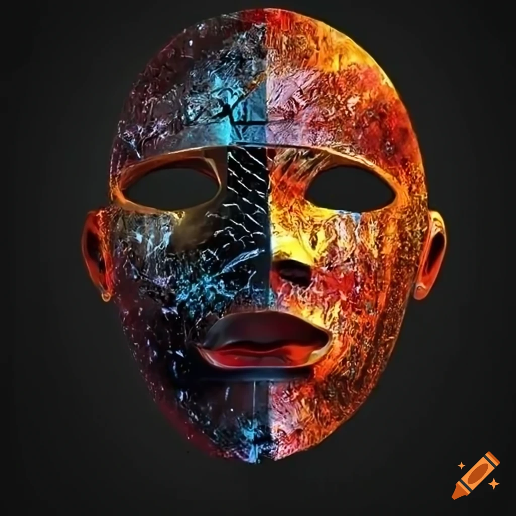 Machine mask with futuristic artificial intelligence design in collage ...