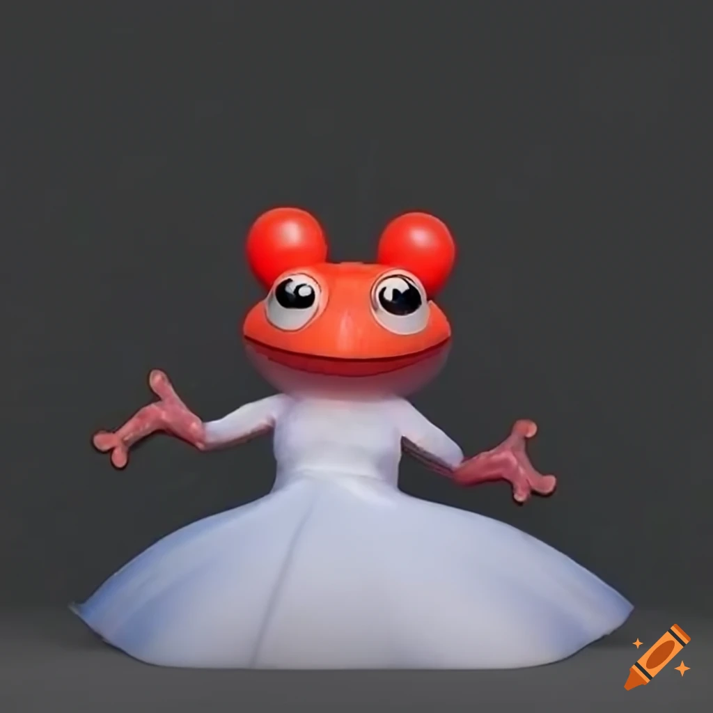 Red frog in a white dress on Craiyon