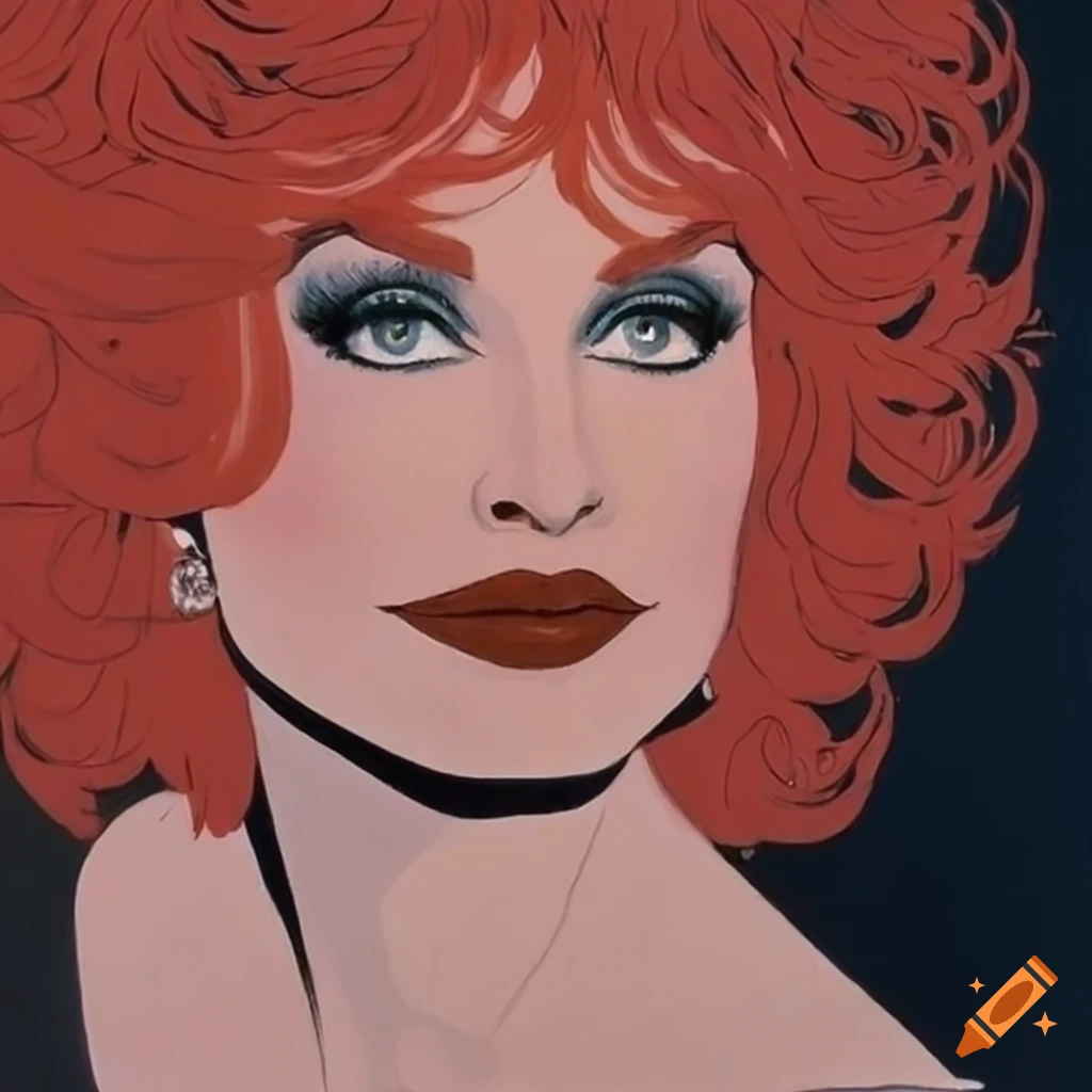 Close-up portrait of dolly parton by patrick nagel in high definition on Craiyon