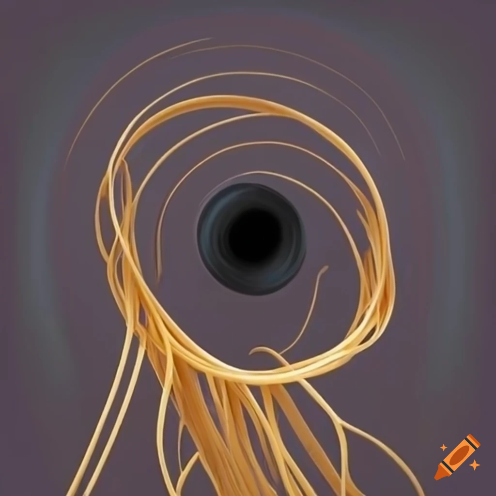 Black hole combined with spaghetti in a science concept on Craiyon
