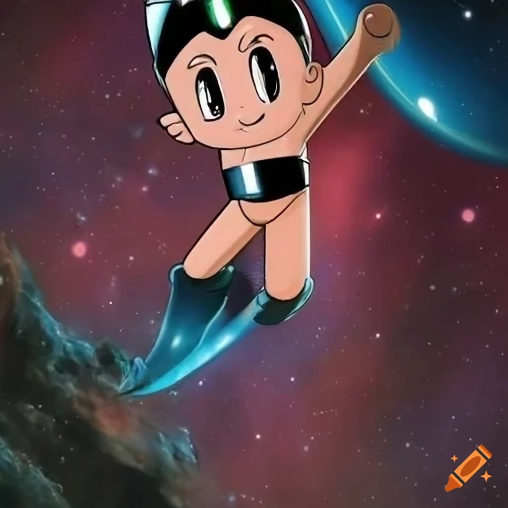 Astro boy in outer space banner on Craiyon