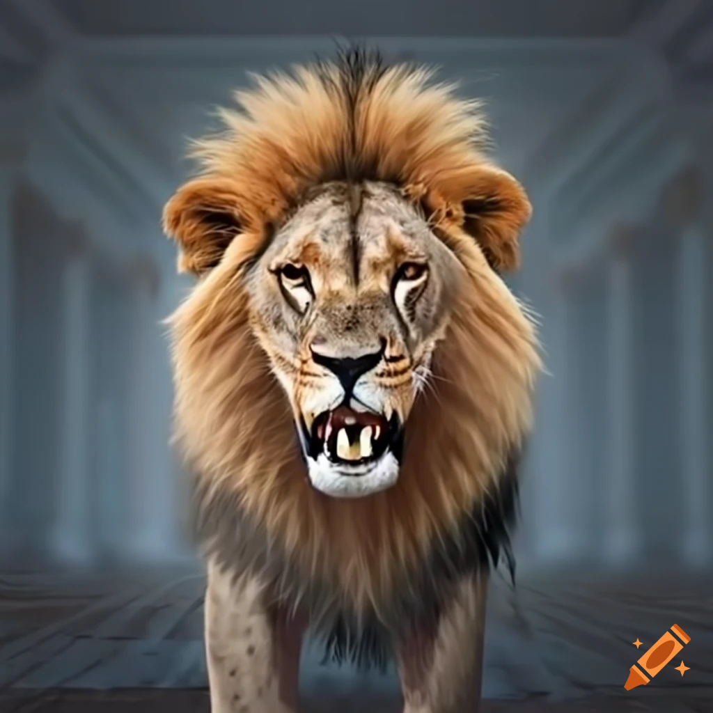 Angry lions in an empty room on Craiyon