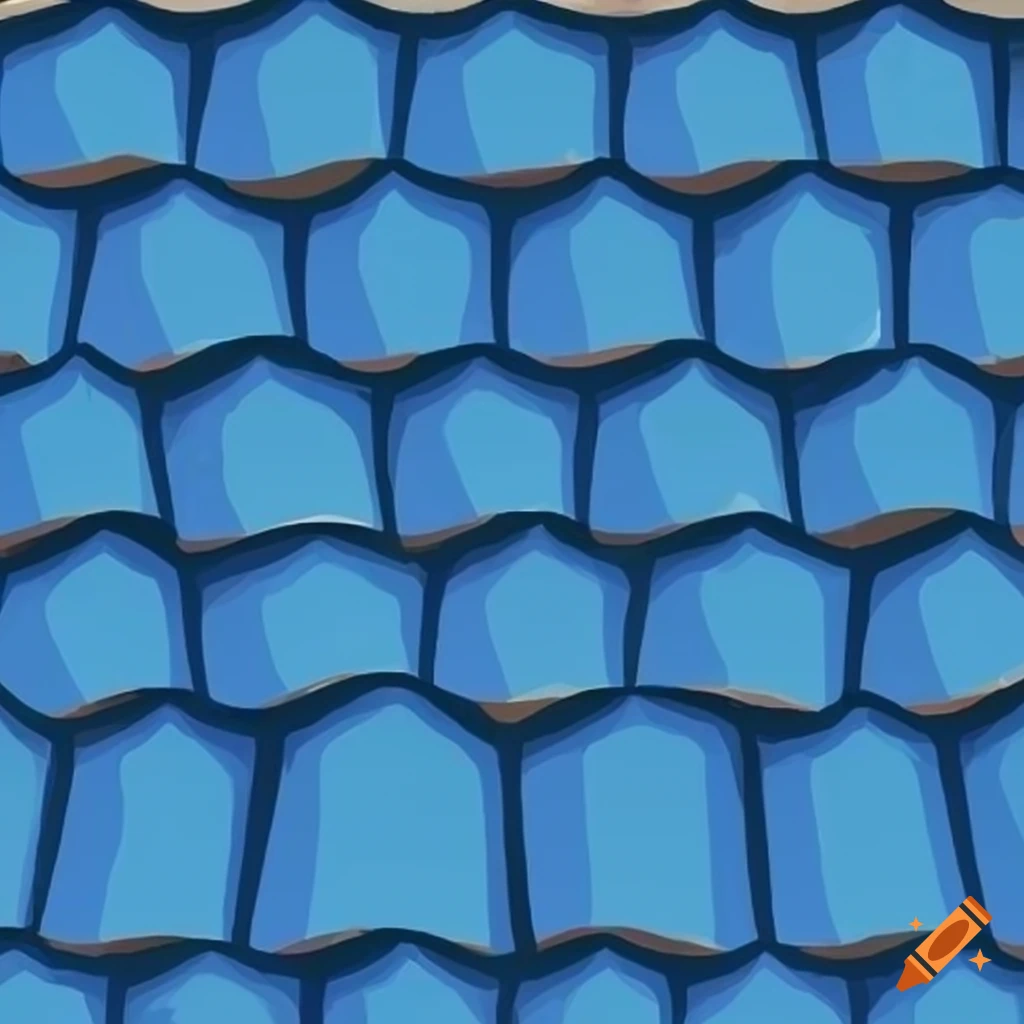 Cartoon-style seamless blue roof texture on Craiyon