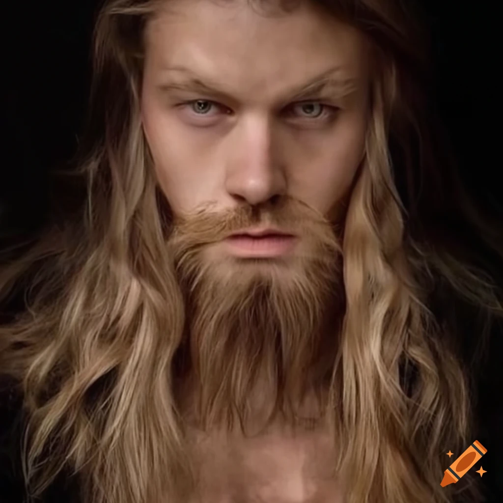 Tall men with long blond hair resembling a viking on Craiyon
