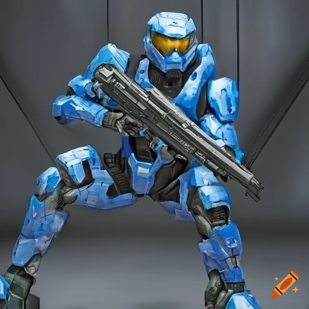 Halo spartan in blue armor on Craiyon