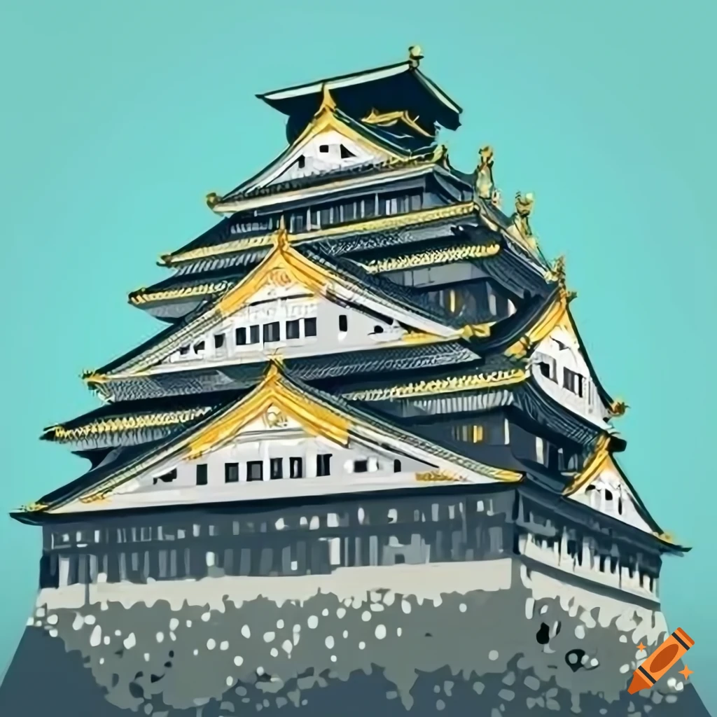 Osaka castle vector illustration on Craiyon