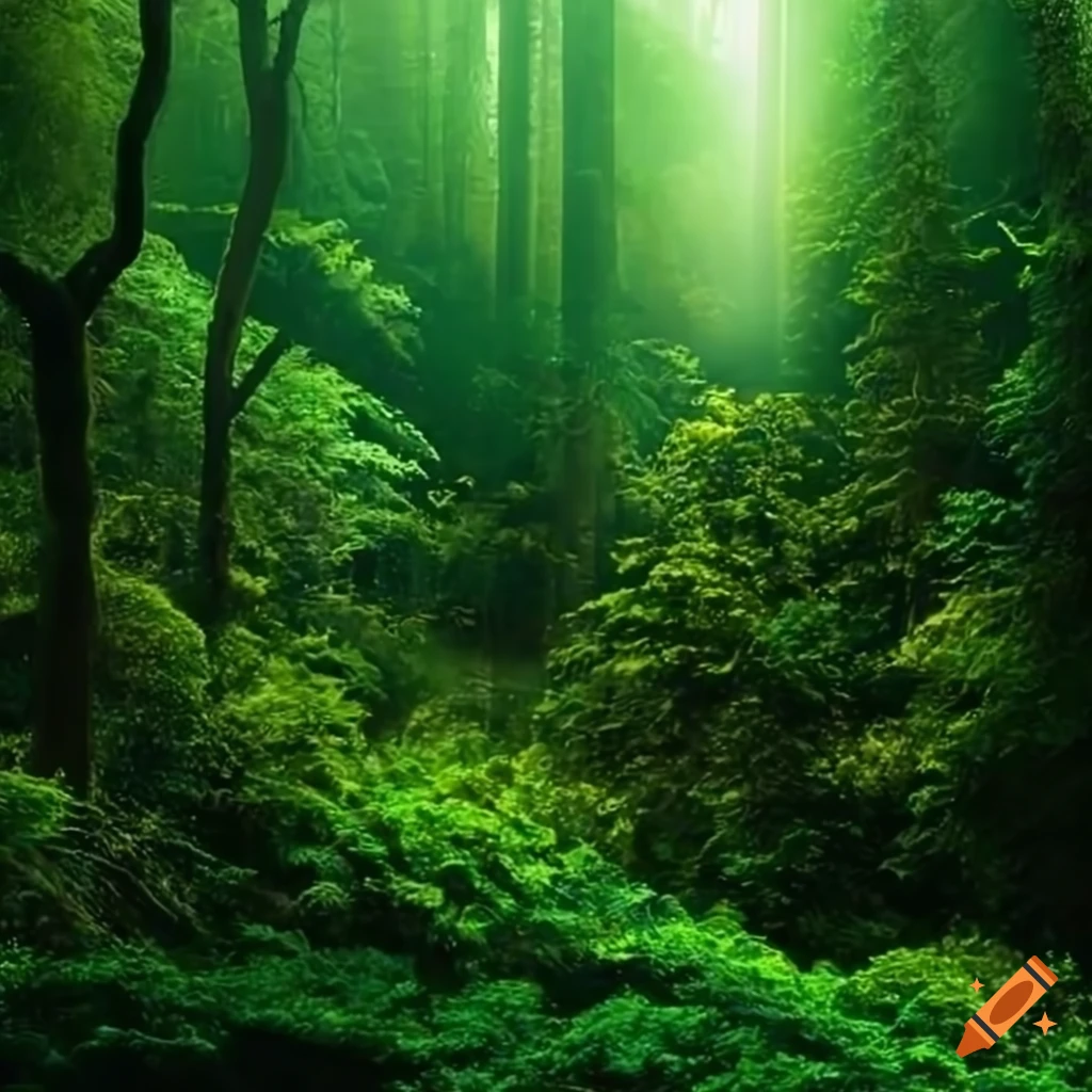 Lush forest scenery on Craiyon