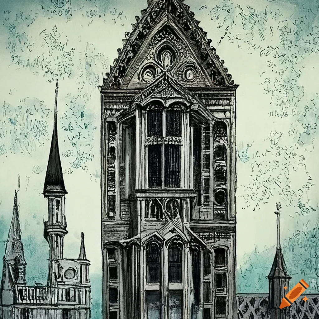 Victorian gothic apartment building by Edward Gorey on Craiyon