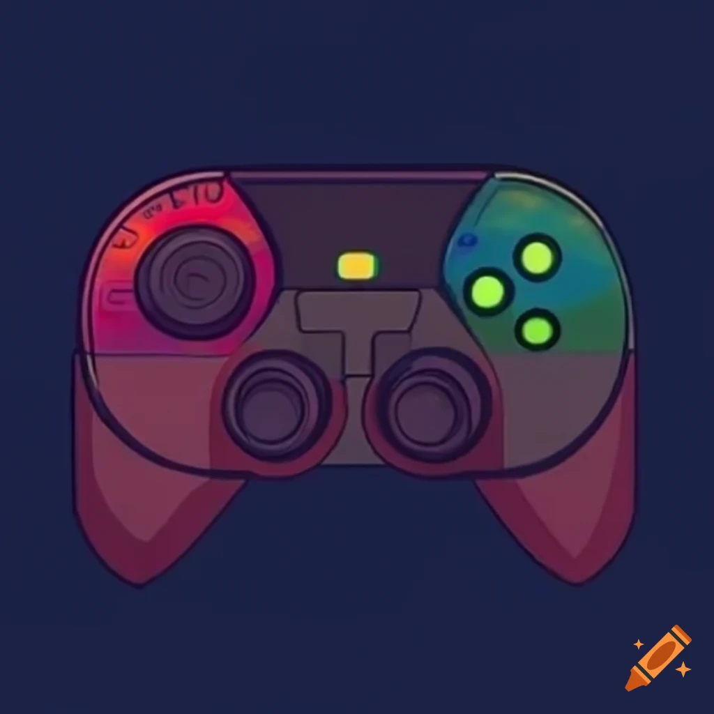 Gaming setup with console, controllers, and gamer computer on Craiyon