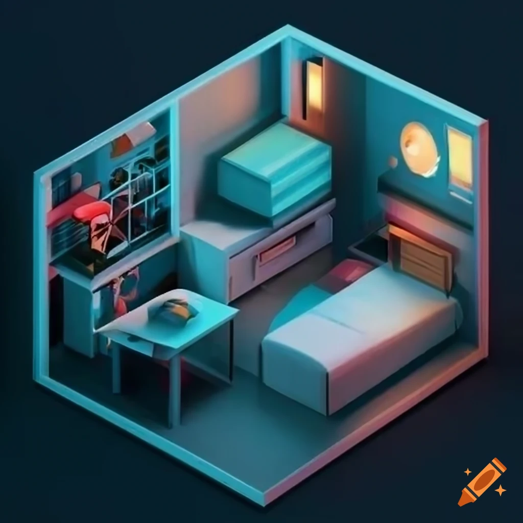 Isometric room on Craiyon