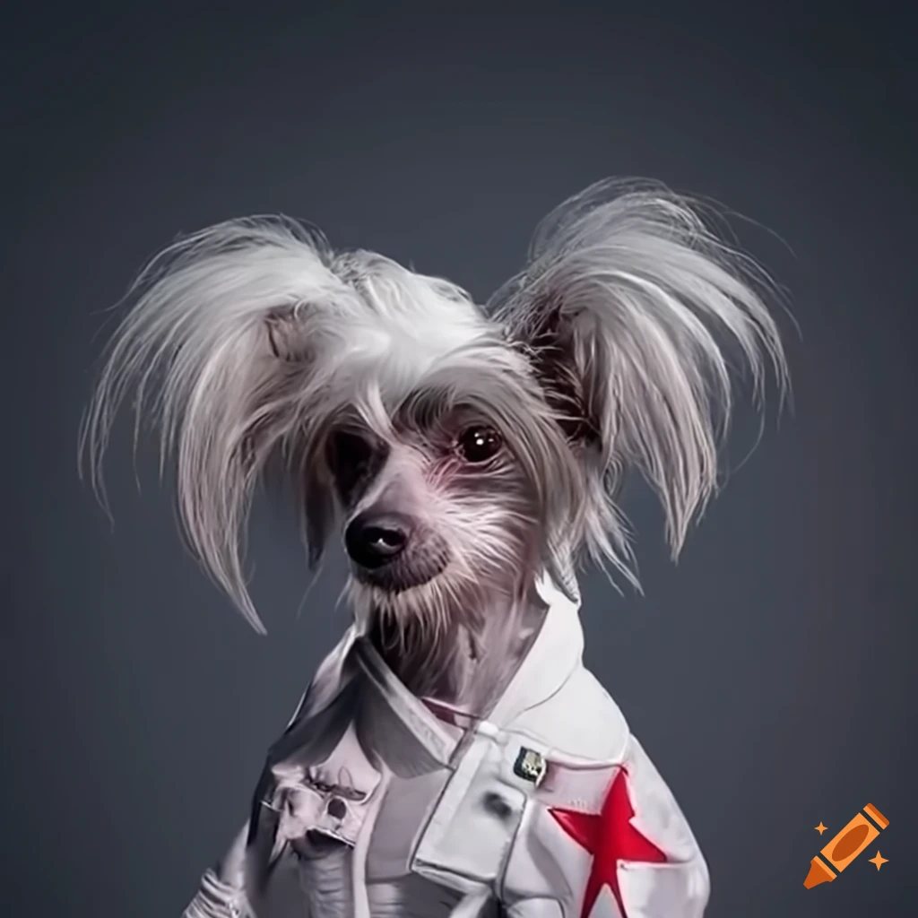 Chinese crested dog cosmonaut planting bone-adorned flag on the moon on ...