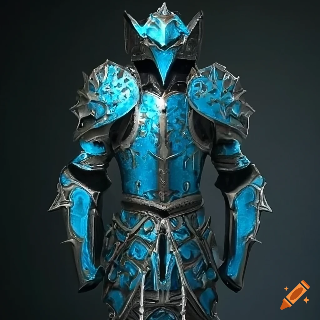 Mythic fantasy master azure gothic armor in steel, front view with ...