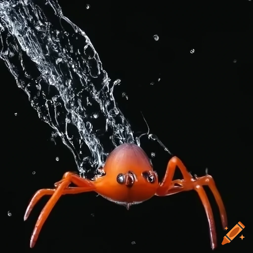 Spider crawling up a water spout on Craiyon