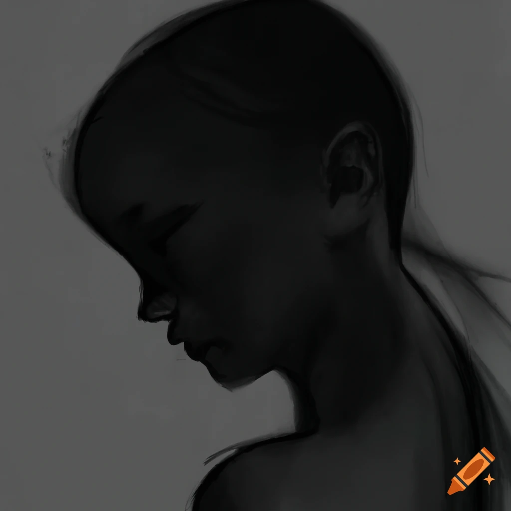 Human shadow on grass in charcoal drawing on Craiyon