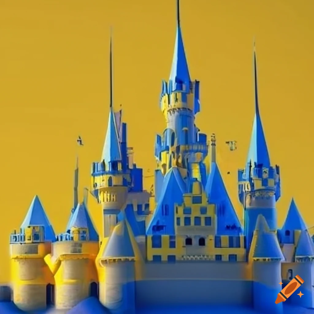 Blue and yellow castle on Craiyon