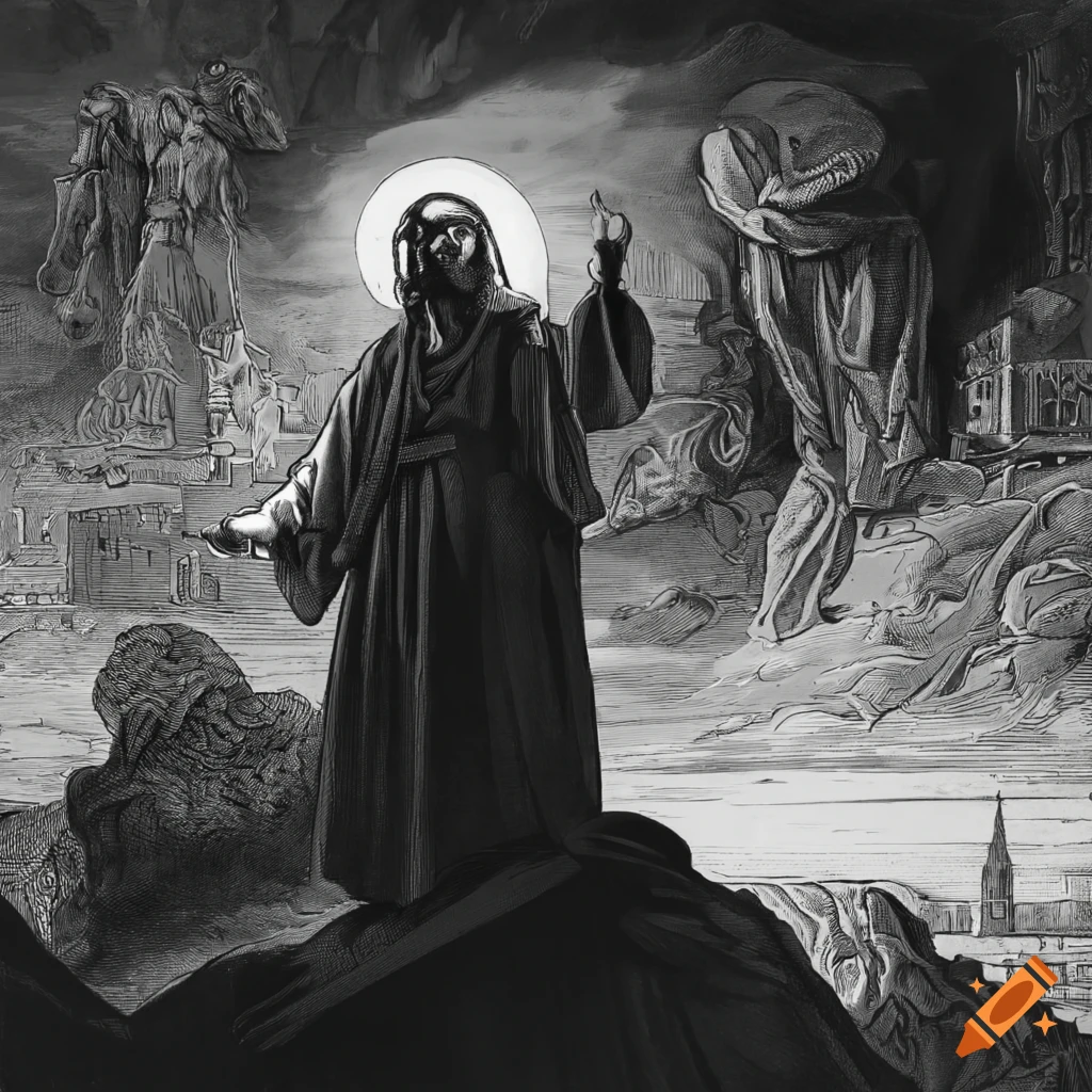 Drawing of the biblical prophet Jeremiah preaching Judgement on ...