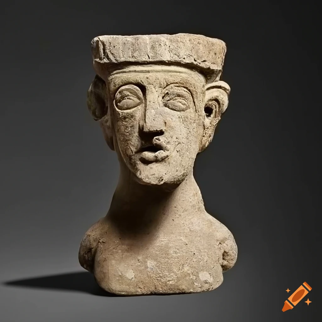 Pan playing an antique flute in an etruscan limestone sculpture on Craiyon