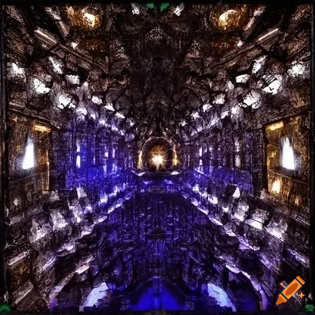 House made of crystals with a starry ceiling on Craiyon