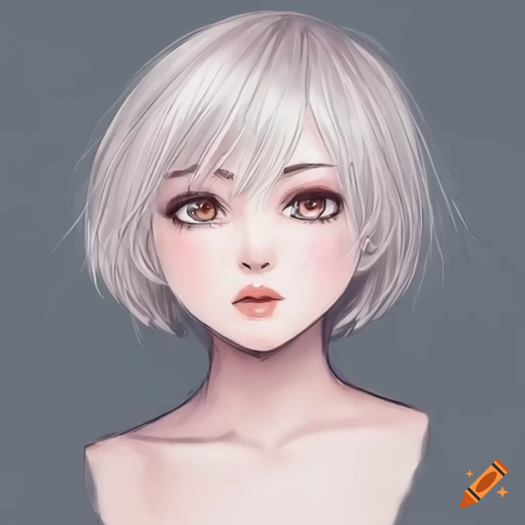 Anime girl with cute short hair on Craiyon
