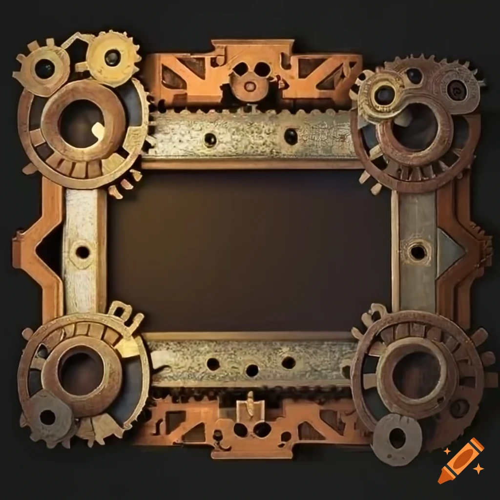 Steampunk tv border with gears design on Craiyon