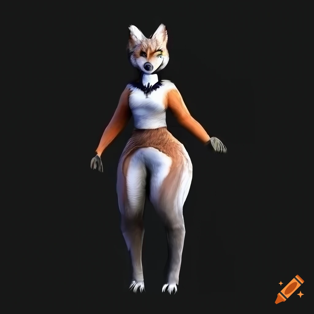 Curvy anthropomorphic fox fantasy furry character on Craiyon