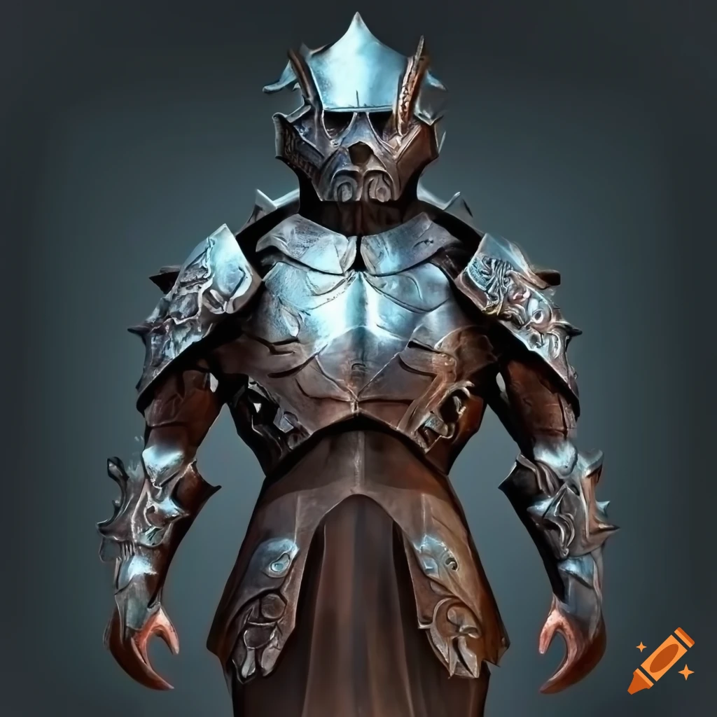 Shiny steel fantasy master torso armor with symmetrical front view on Craiyon