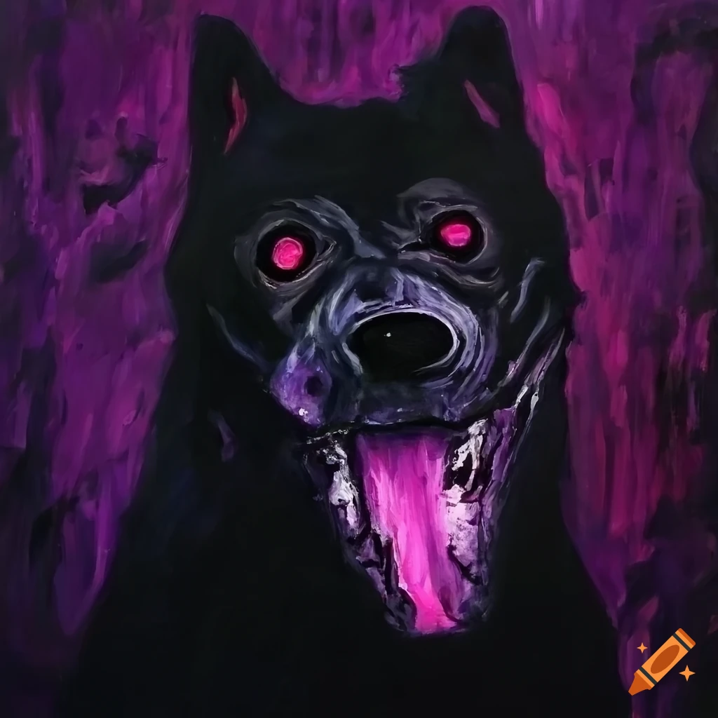 Grunge oil painting of a decomposed zombie dog on Craiyon