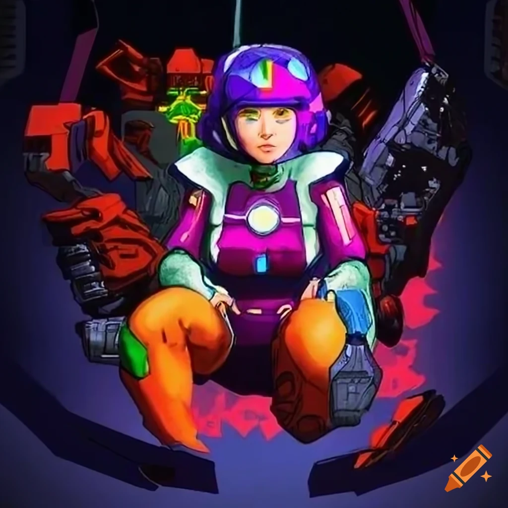 Galaga-inspired female starfighter pilot in space battling alien ...
