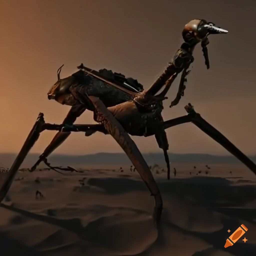 Robotic insect guarding a post-apocalyptic desert on Craiyon