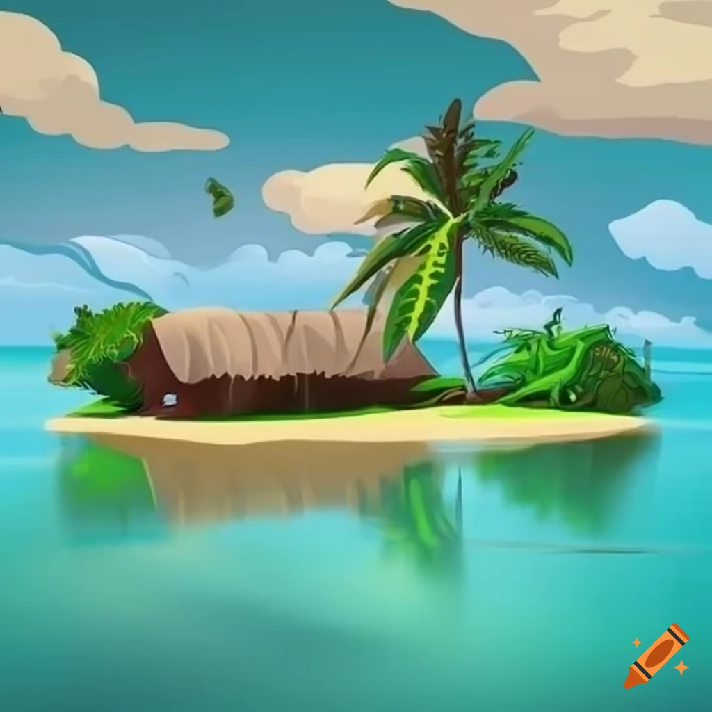 Cartoon oasis in fiji on Craiyon